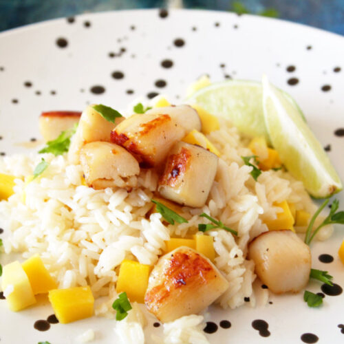 Seared Bay Scallops with Mango Rice — Holoka Home