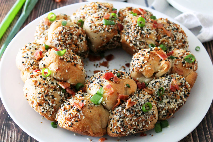 Everything Bagel Monkey Bread with Cream Cheese — Holoka Home