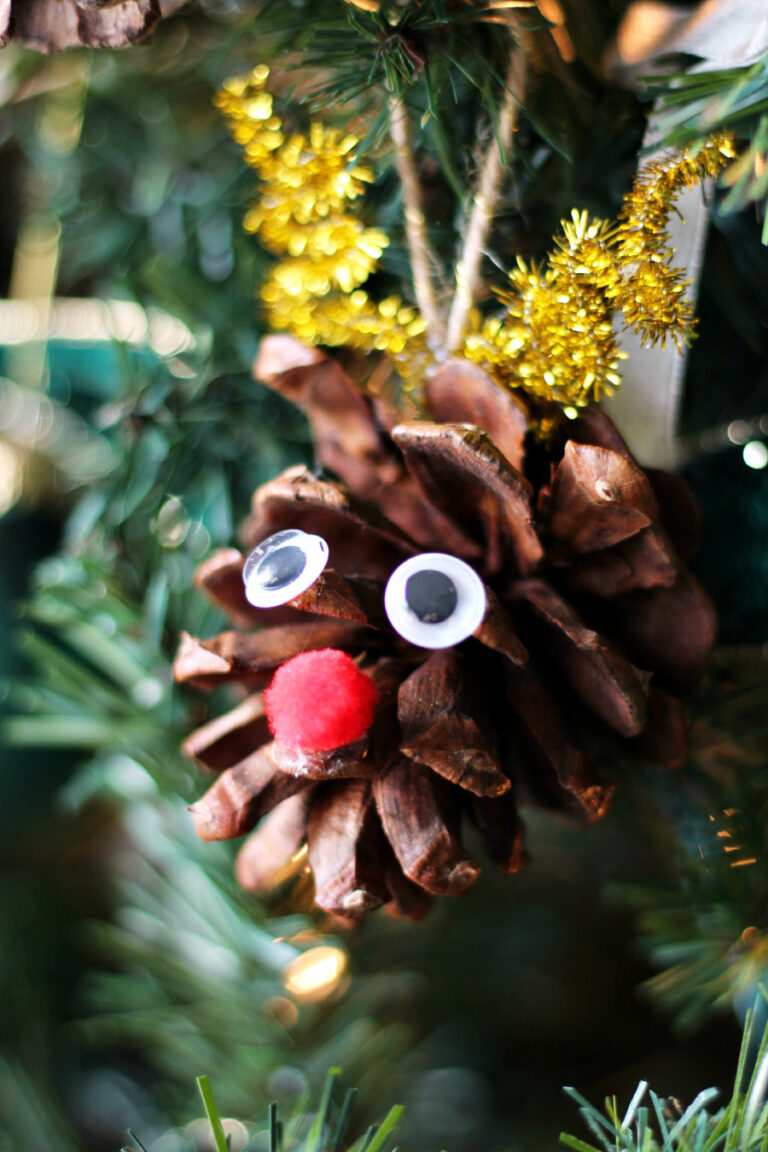 DIY Pine Cone Reindeer Ornaments — Holoka Home